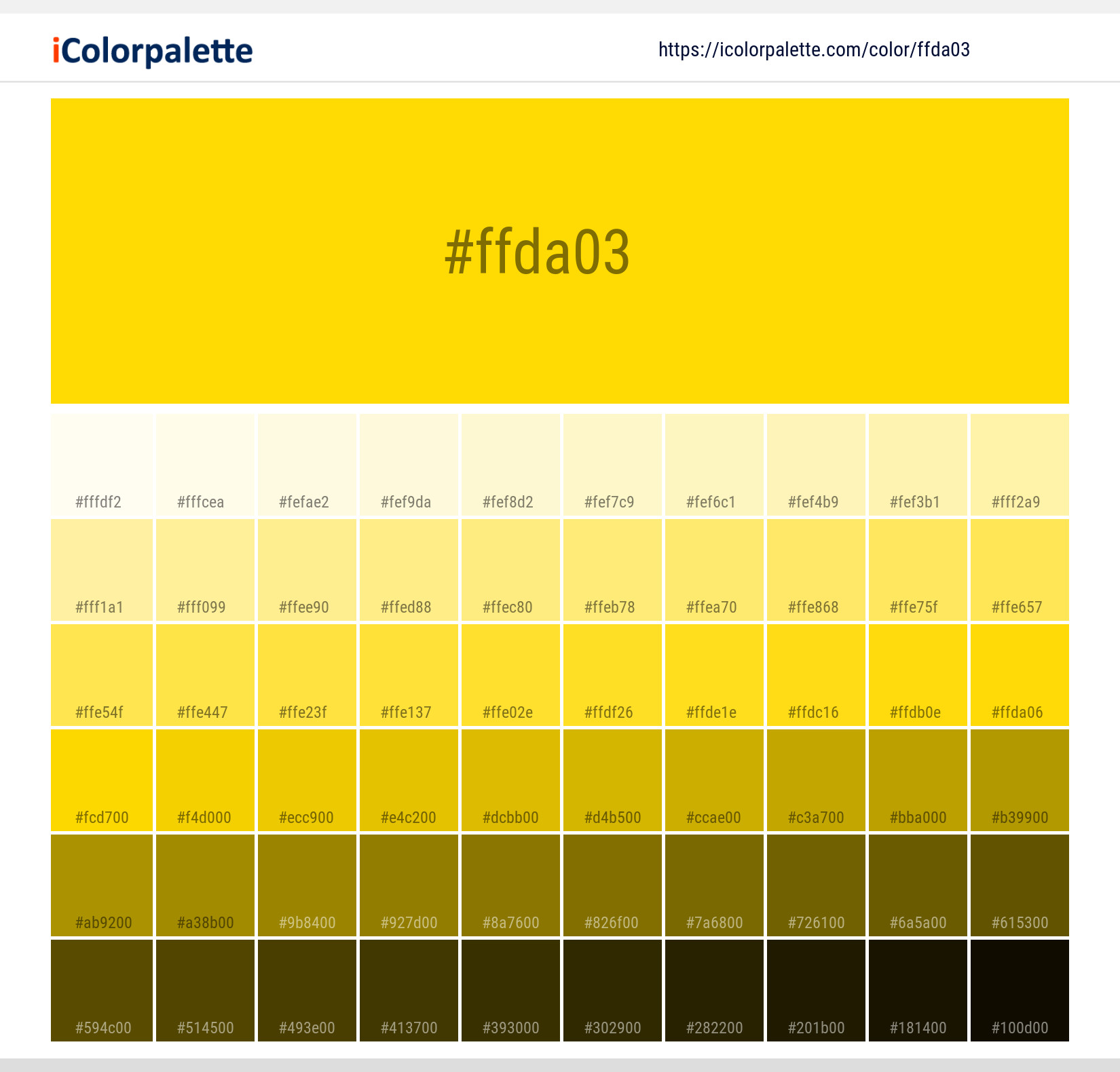 Sunflower Yellow Color | ffda03 information | Hsl | Rgb | Pantone